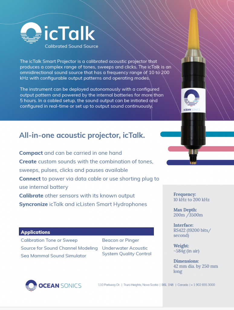 icTalk HF - Ocean Sonics - World leaders in underwater listening